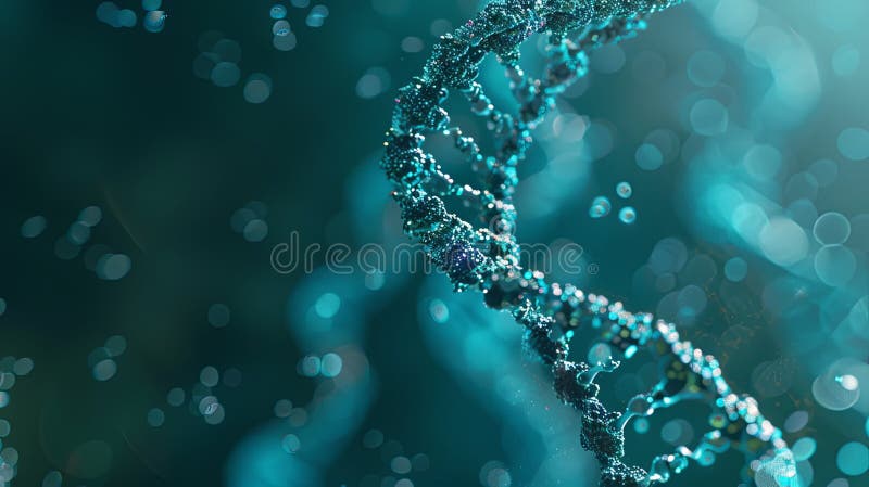 Detailed Molecular View of a DNA Helix in Blue and Green Hues Stock ...