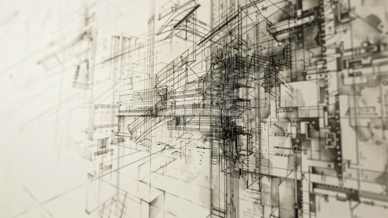 Detailed Monochromatic Drawing of a Building, Suitable for ...
