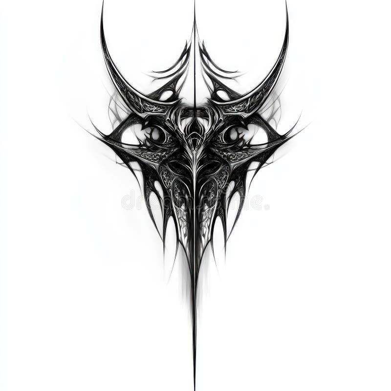 Intricate Black and White Abstract Illustration with Sharp Ornamental ...