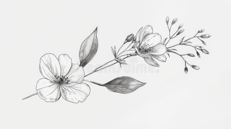 Detailed Monochrome Illustration of a Flower, Suitable for Various ...