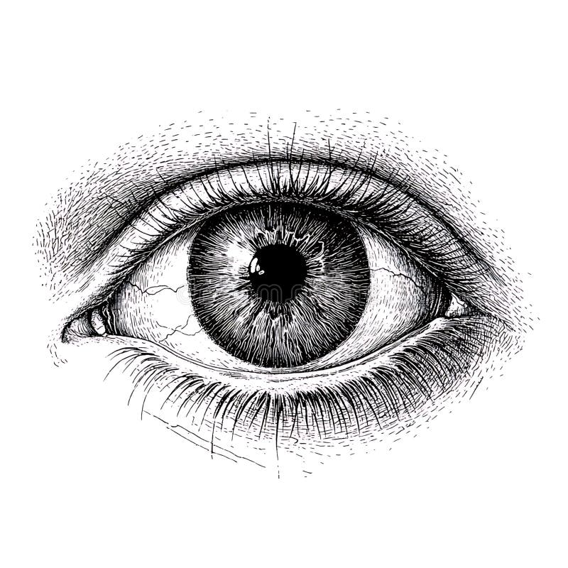 Detailed Monochrome Illustration of a Human Eye Stock Illustration ...