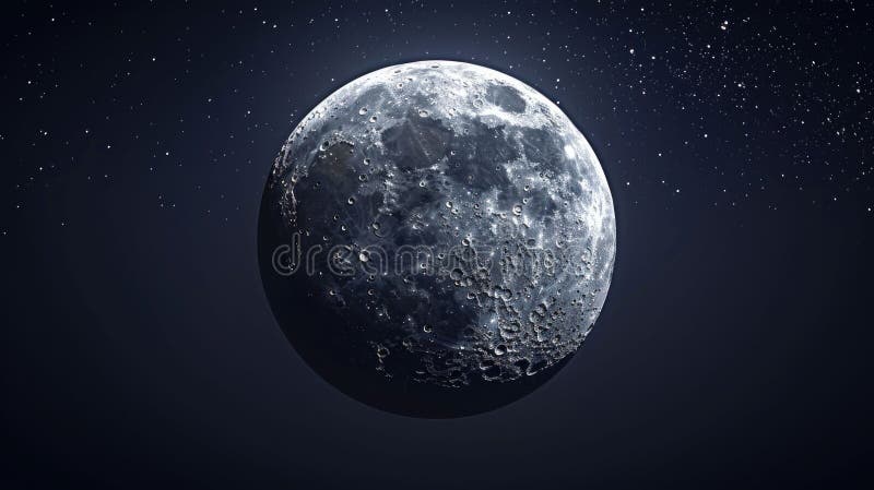 Detailed Moon Surface with Starry Sky. Generative Ai Stock Illustration ...