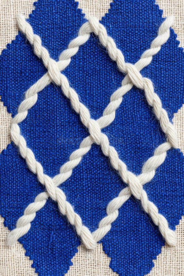 Moroccan Textile Featuring Intricate Blue and White Patterns ...