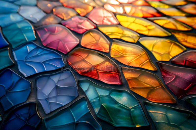 Detailed Mosaic Of Colorful Glass Tiles In A Geometric Pattern Vivid Glass Art Featuring A