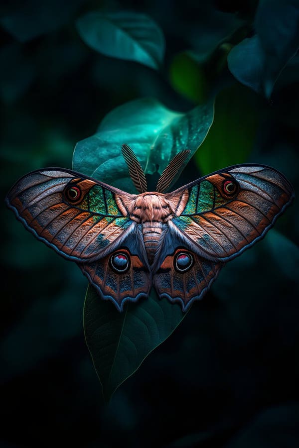 Detailed Moth Perched on a Leaf in a Vibrant, Natural Setting. Stock ...