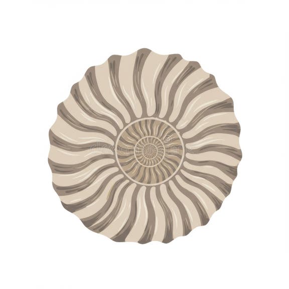 Detailed Nautilus Shell Cross Section with Concentric Geometric Pattern ...