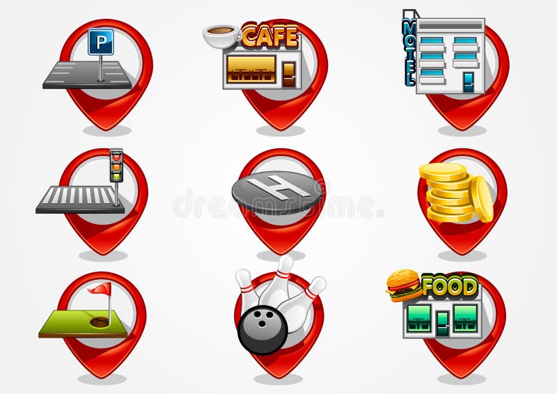 Detailed Navigation Icons Set 2 Stock Vector - Illustration of motel ...