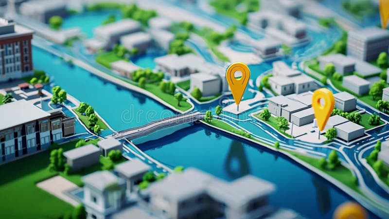 Detailed Navigation Map Featuring Various Points of Interest Along a ...