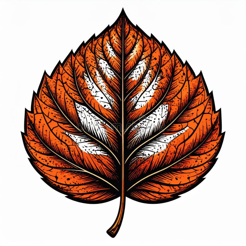 Detailed Orange Leaf with White Pattern Illustration Stock Illustration ...