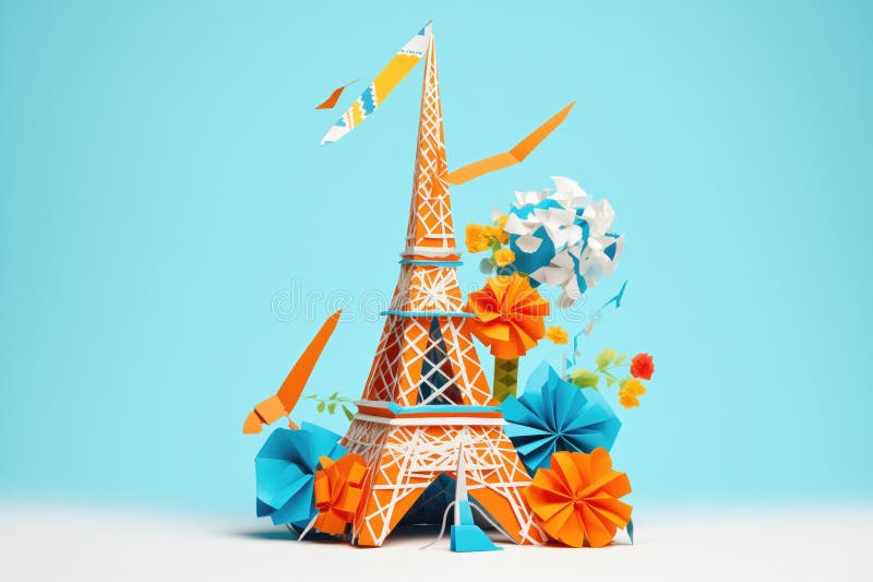 Detailed Origami Eiffel Tower on a Bright Desktop Stock Image - Image ...