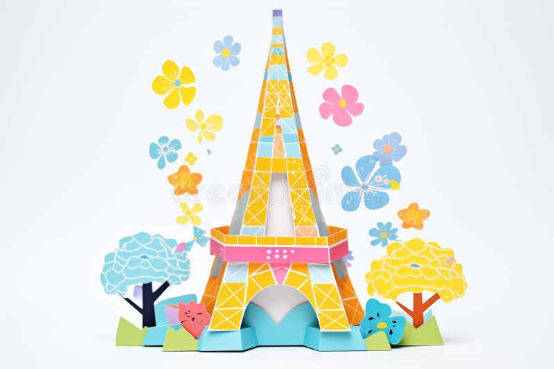 Detailed Origami Eiffel Tower on a Bright Desktop Stock Image - Image ...