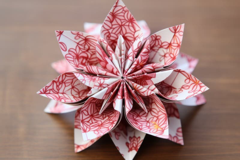 Detailed Origami Flower Crafted from Patterned Paper Stock Photo ...