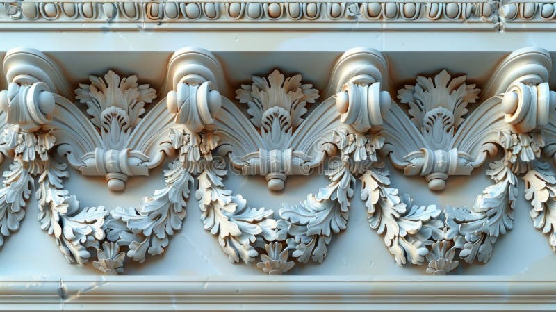 Detailed Ornamental Architectural Frieze with Intricate Leaf Patterns ...