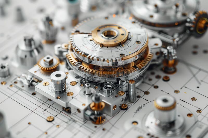 A Detailed Outline of a Complex Mechanical Device. Stock Photo - Image ...