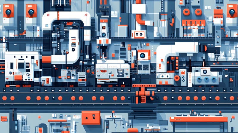 Abstract Industrial Complex: Geometric Machinery and Piping Netw Stock ...