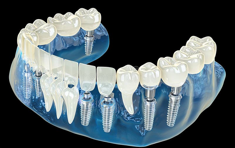 Detailed Overview of Dental Implants Arranged in a Dental Model Showing ...