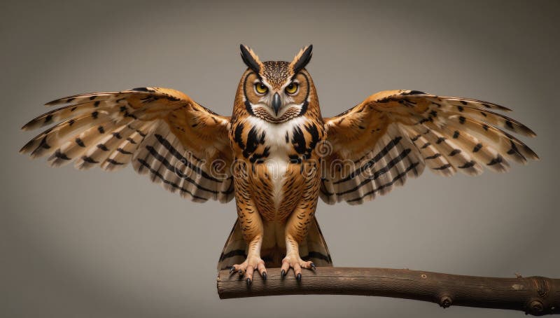 A Detailed Owl Illustration Showcases Vibrant Feather Patterns Stock ...