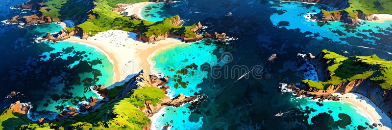 Detailed Panoramic View of an Archipelago Ai Generated Stock ...