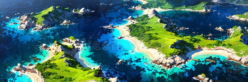 Detailed Panoramic View of an Archipelago Ai Generated Stock ...