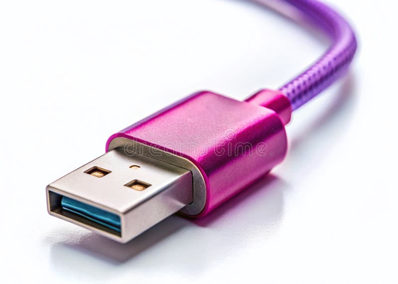 Detailed Panoramic View of a Micro USB Cable on a Pristine White ...
