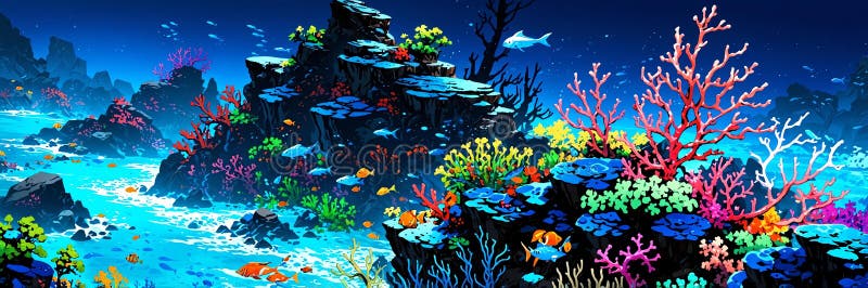 Detailed Panoramic View of an Underwater Reef Ai Generated Stock ...