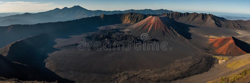 Detailed Panoramic View of a Volcanic Range Ai Generated Stock ...