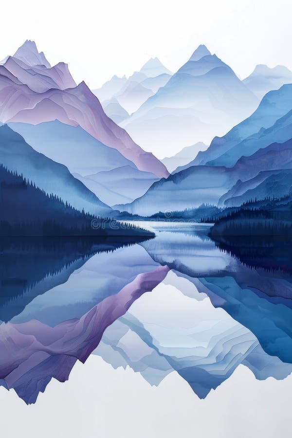 Detailed Paper Cut-out of Serene Lake and Mountains in Multiple Layers ...
