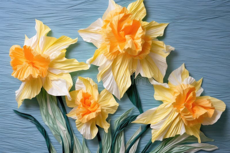 Detailed Paper Daffodils Against a Bright Backdrop Stock Illustration ...