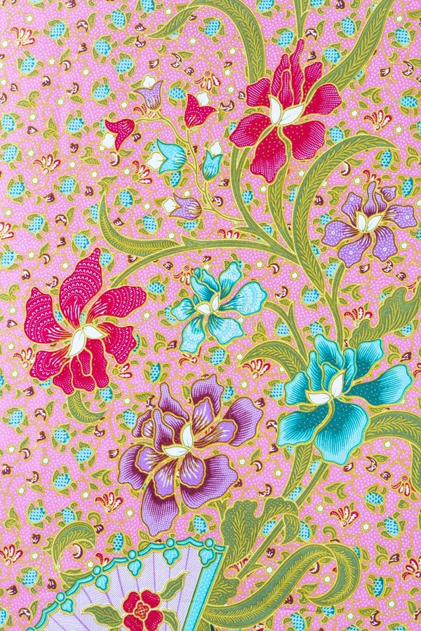 Detailed Flower Pattern of Indonesian Batik Cloth Textile Stock Image ...