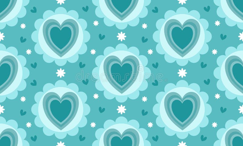 A Detailed Pattern Composed of Geometric Designs with Light Blue Heart ...