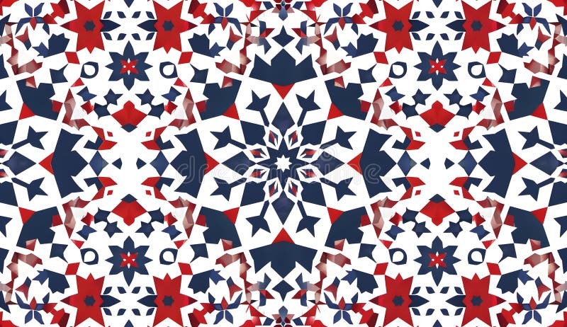Islamic Geometric Tile Pattern Red Blue Stock Illustration ...