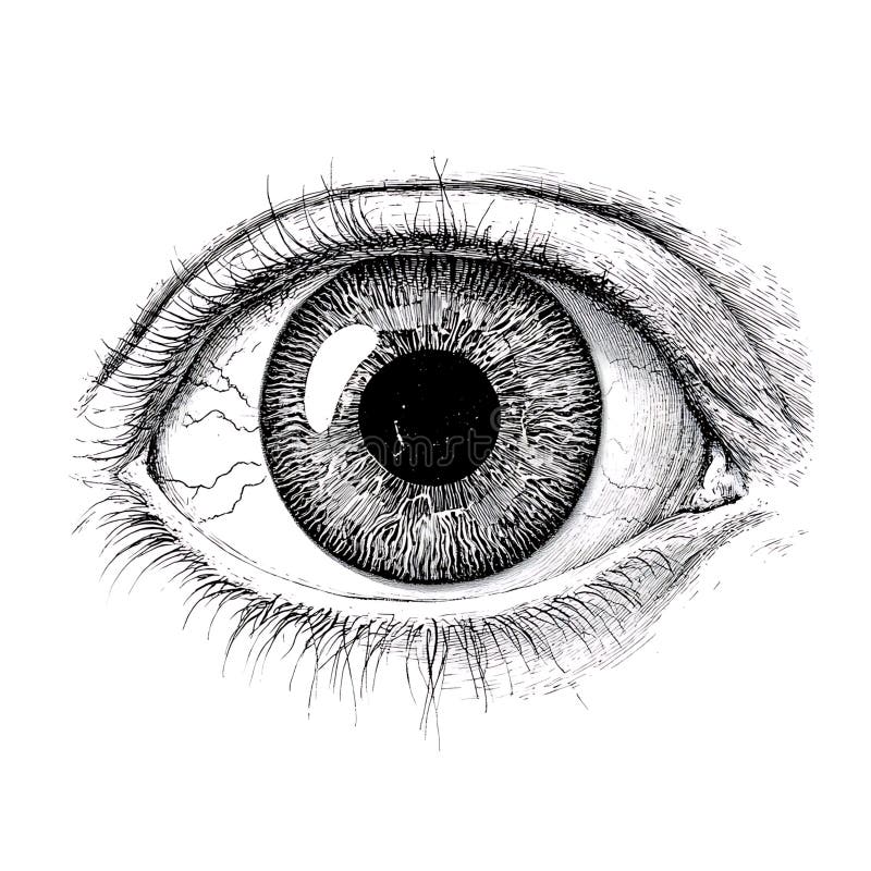Detailed Pen-and-ink Drawing of a Human Eye Stock Illustration ...
