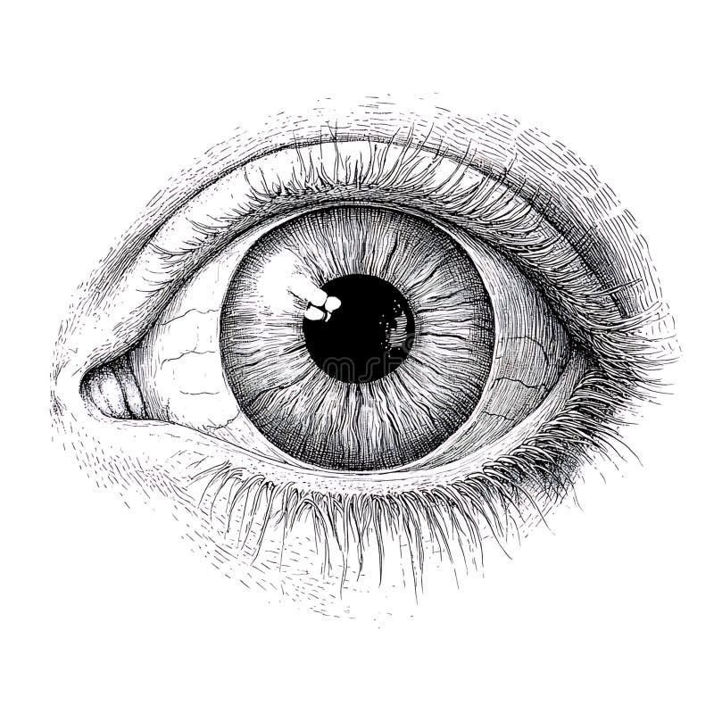 Detailed Pen-and-ink Drawing of a Human Eye. (1 Stock Illustration ...