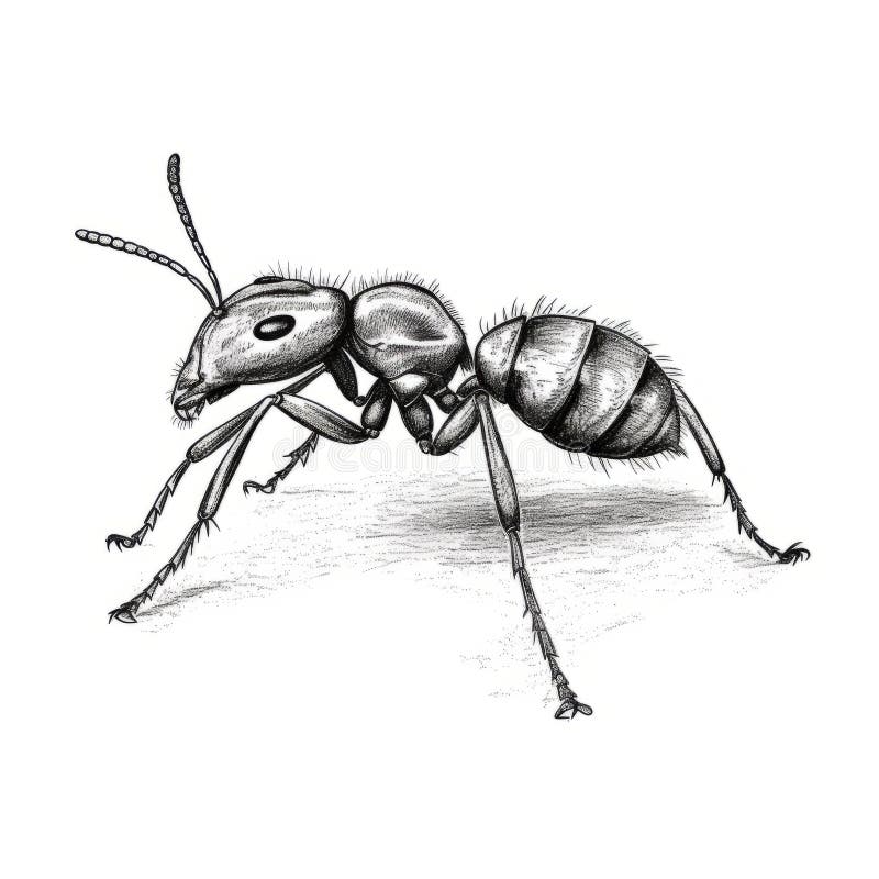 Detailed Character Illustration of an Ant with Textured Shading Stock ...