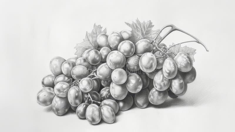 Pencil Drawing Of Grapes Comtemporary Realist Pencil Drawing Still