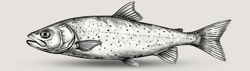 A Detailed Pencil Drawing of a Fish with Scales Stock Illustration ...