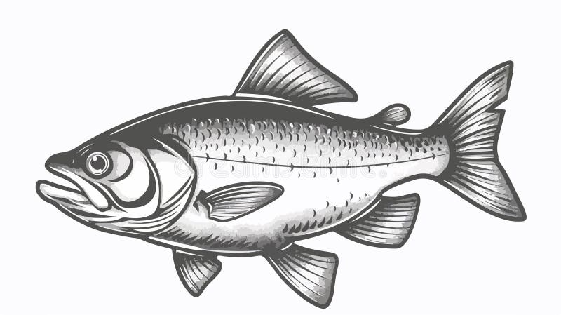 Detailed Perch Fish Monochrome Hand Drawn Illustration Stock Vector ...