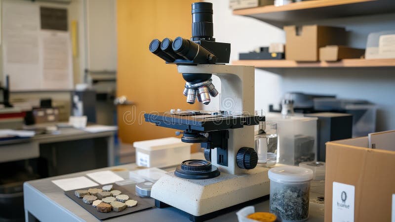 Detailed Petrographic Microscope Setup for Rock Analysis in Lab Stock ...