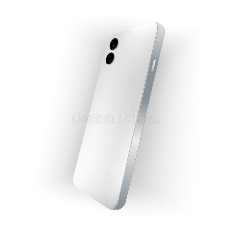 Detailed Phone Mockup, Back Perspective View with Camera Stock Vector ...