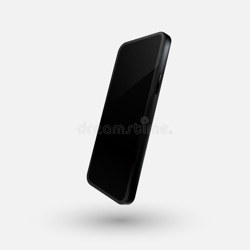 Detailed Phone Mockup, Perspective View. Side View of Cell Phone with ...