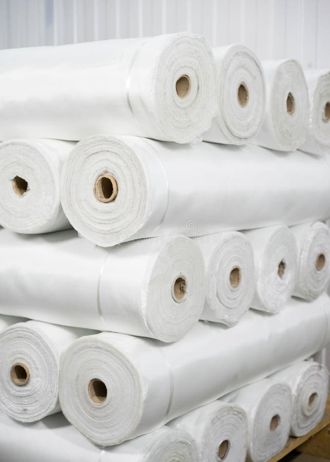 White Rolls of Material for Insulation, Production Stock Image - Image ...