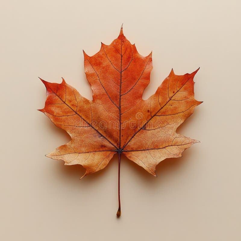 Autumn Maple Leaf Resting on Beige Background in High Resolution Stock ...