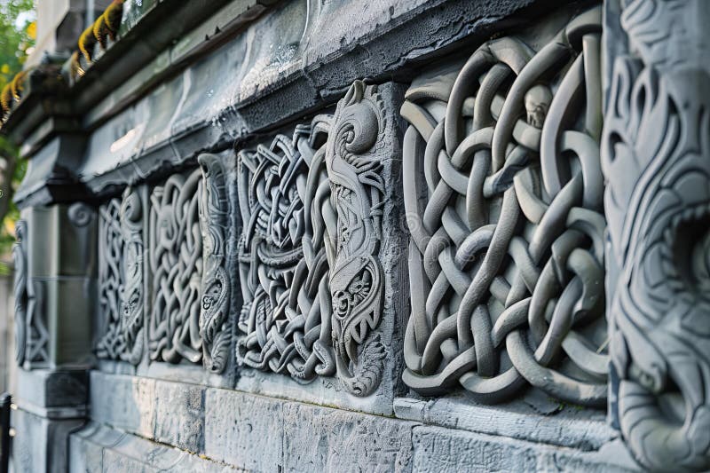 A Detailed Photograph Shows Intricate Celtic Knotwork on the Side ...