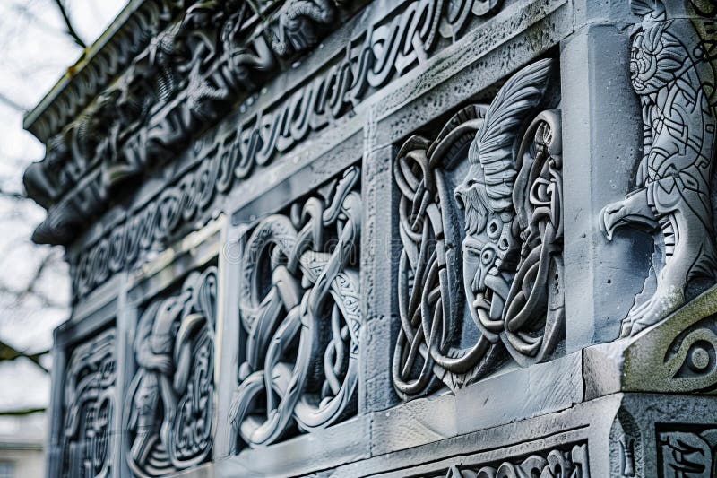 A Detailed Photograph Shows Intricate Celtic Knotwork on the Side ...