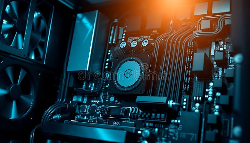 Close Up of a Computer Motherboard Stock Illustration - Illustration of ...