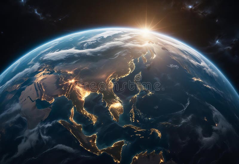 A Detailed, Photorealistic Rendering of Planet Earth Stock Illustration ...