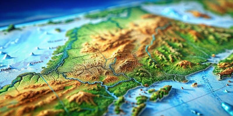 Detailed Physical Map of Massachusetts a BokehEnhanced Visual ...