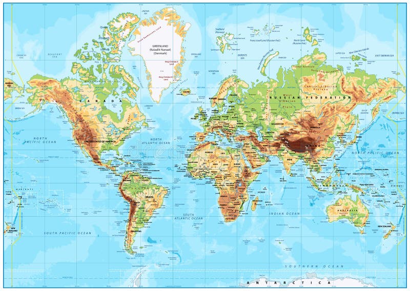 Free Large Printable World Physical Map Hd In Pdf World Map With