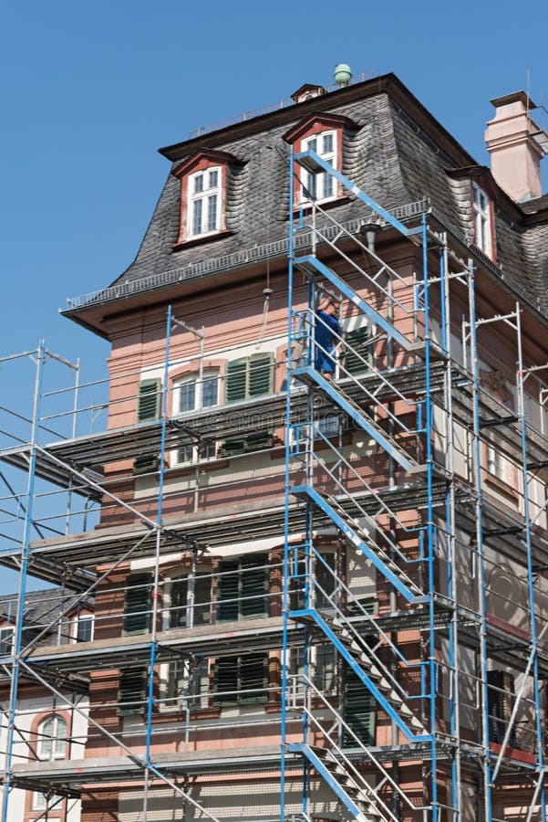 Detailed Picture of a Castle Renovation with Scaffolding Framework ...
