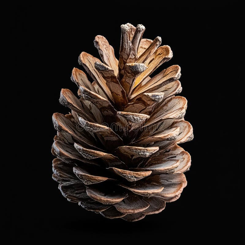 Detailed Pinecone Close-Up with Rustic Brown Tones on Black Stock Image - Image of flora, winter ...